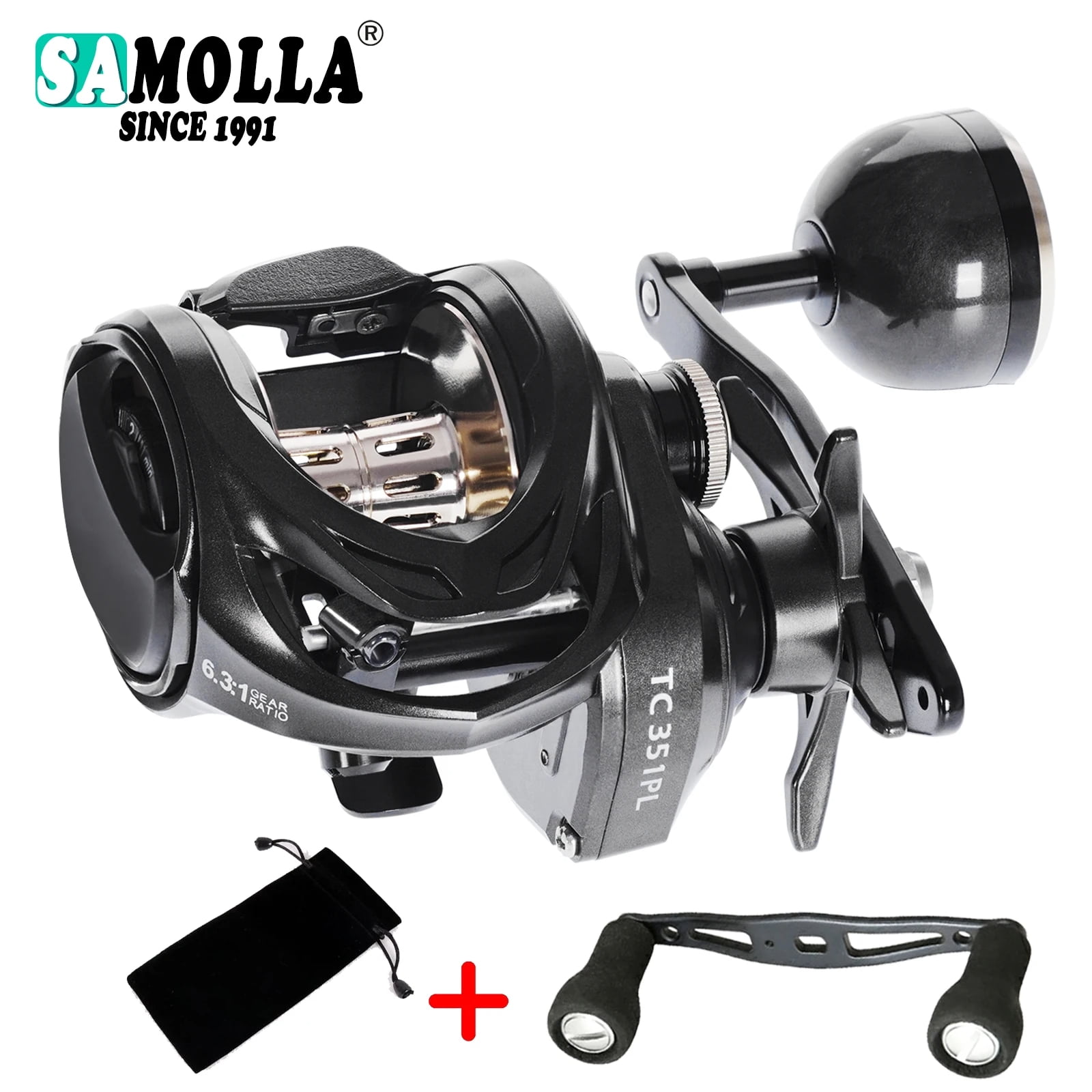 New Carbon Fibre Body Baitcasting Reel Max Grag 18kg 6.3:1 Brass Gear ...