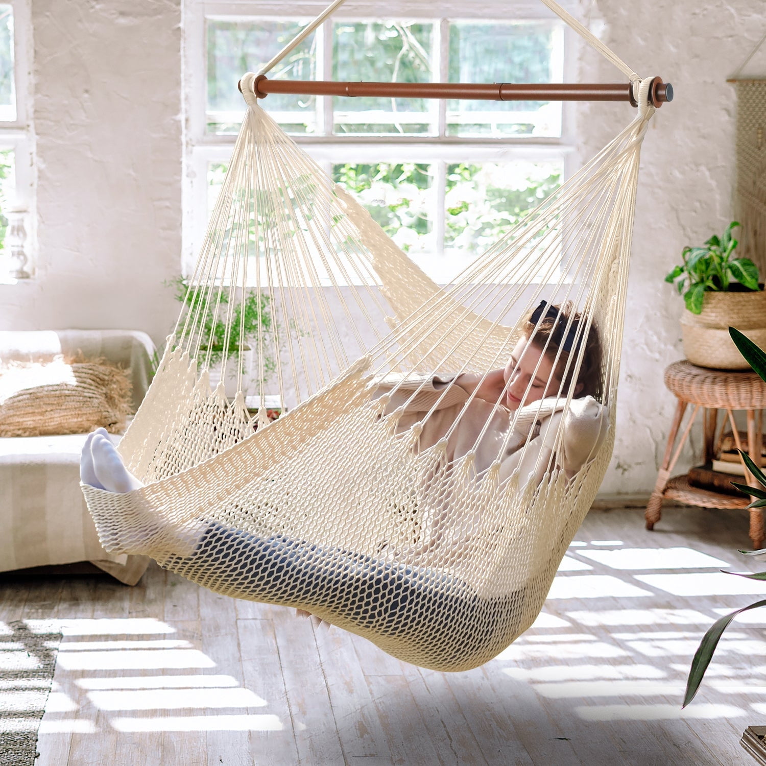New Caribbean Hammock Chairs with Detachable Metal Bar, Hanging Rope ...