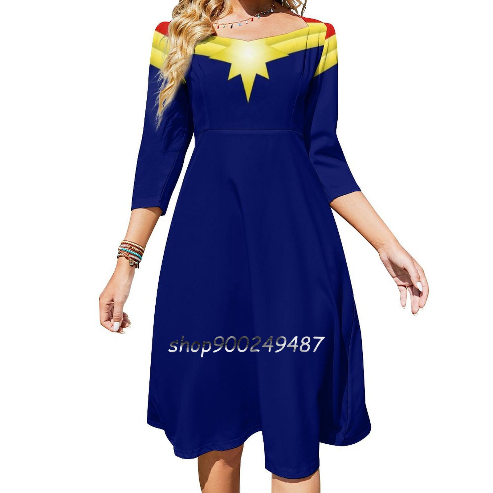 New Carol Sweet Elegant Dress Women Korean Kawaii Square Collar Dress ...