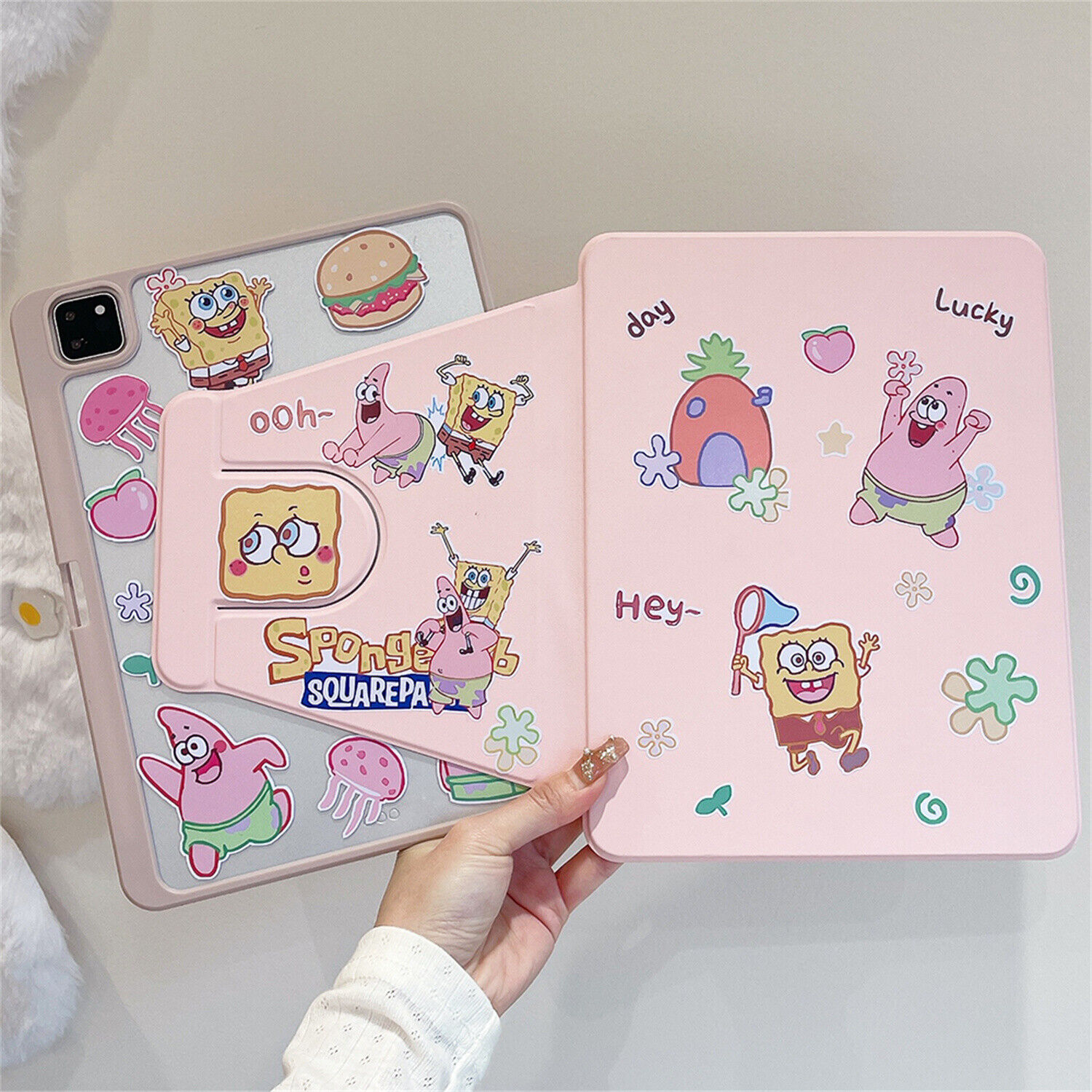 New Cartoon Anti-fall DIY Protective Leather Case, 360° Rotatable Stand ...