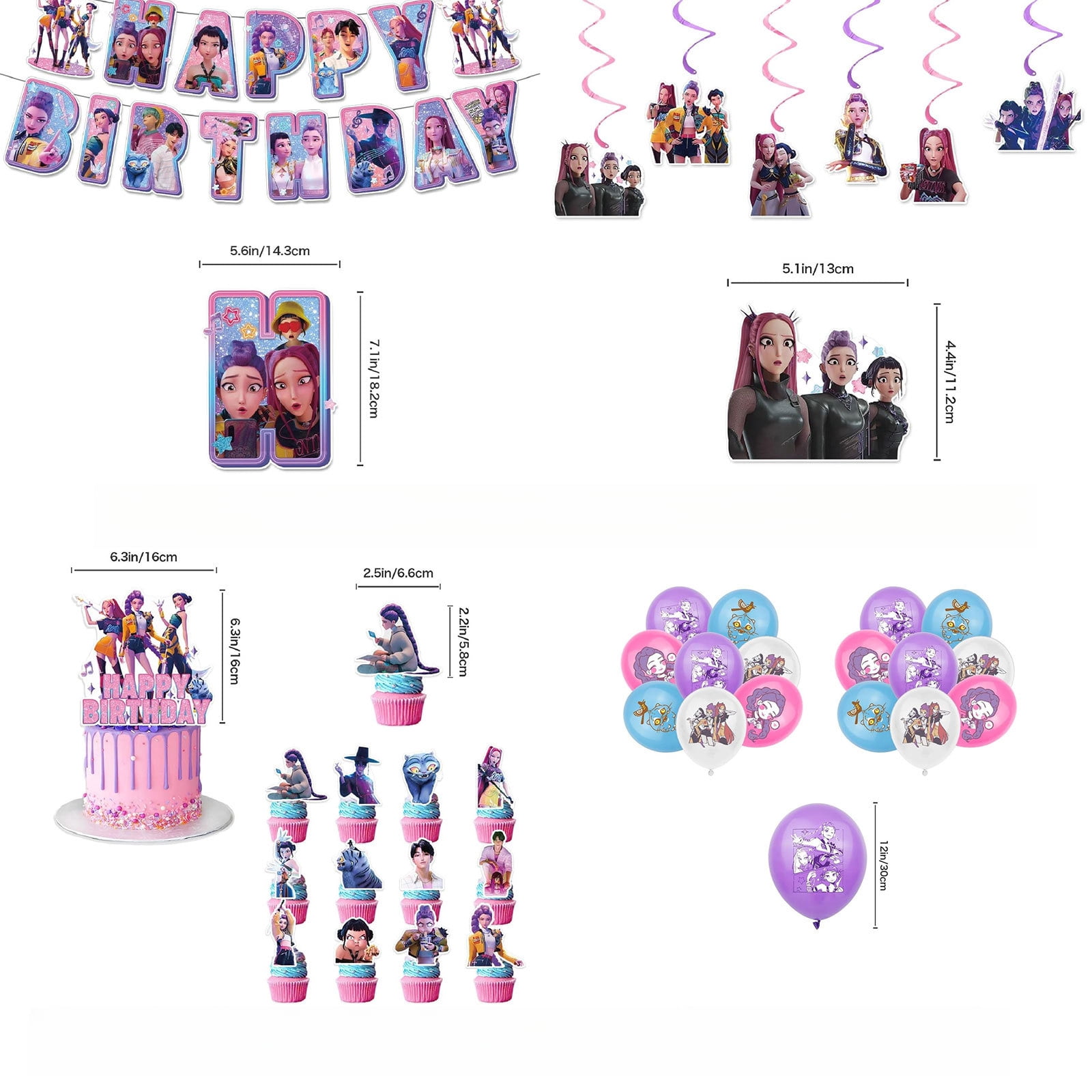 New Cartoon Cool Kpop Girl Group Theme Birthday Party Decorations ...