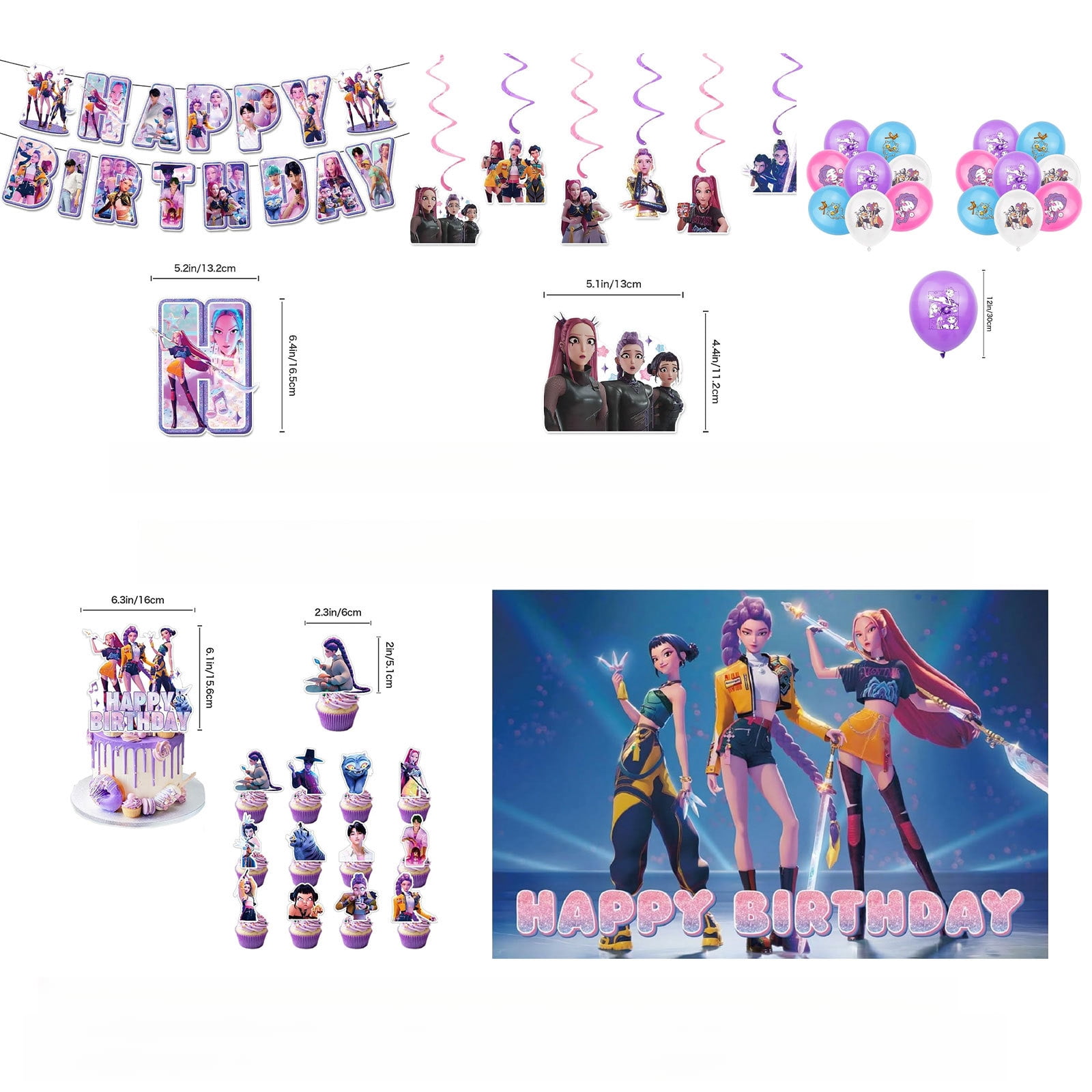 New Cartoon Cool Kpop Girl Group Theme Birthday Party Decorations ...