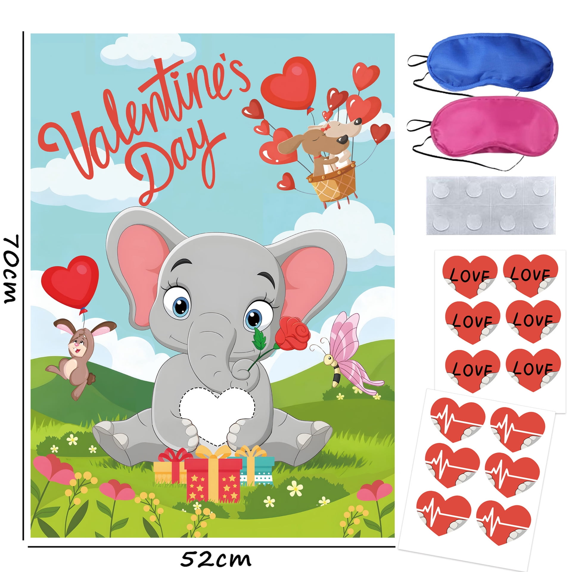 New Cartoon Elephant Valentine's Day Theme Blindfold Game Poster ...