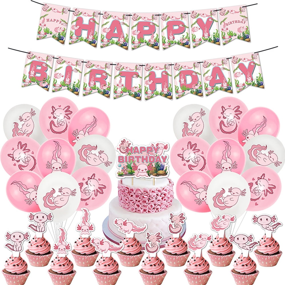 New Cartoon Pink Salamandridae Birthday Party Supplies Cartoon Cynops ...