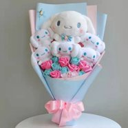 Kawaii Hello Kitty Cat Plush Dolls Rose Soap Flowers Bouquet Christmas ...