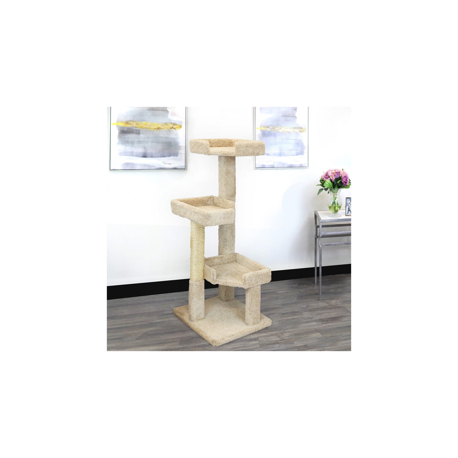 New Cat Condos 51" Solid Wood Large Cat Tree - Walmart.com