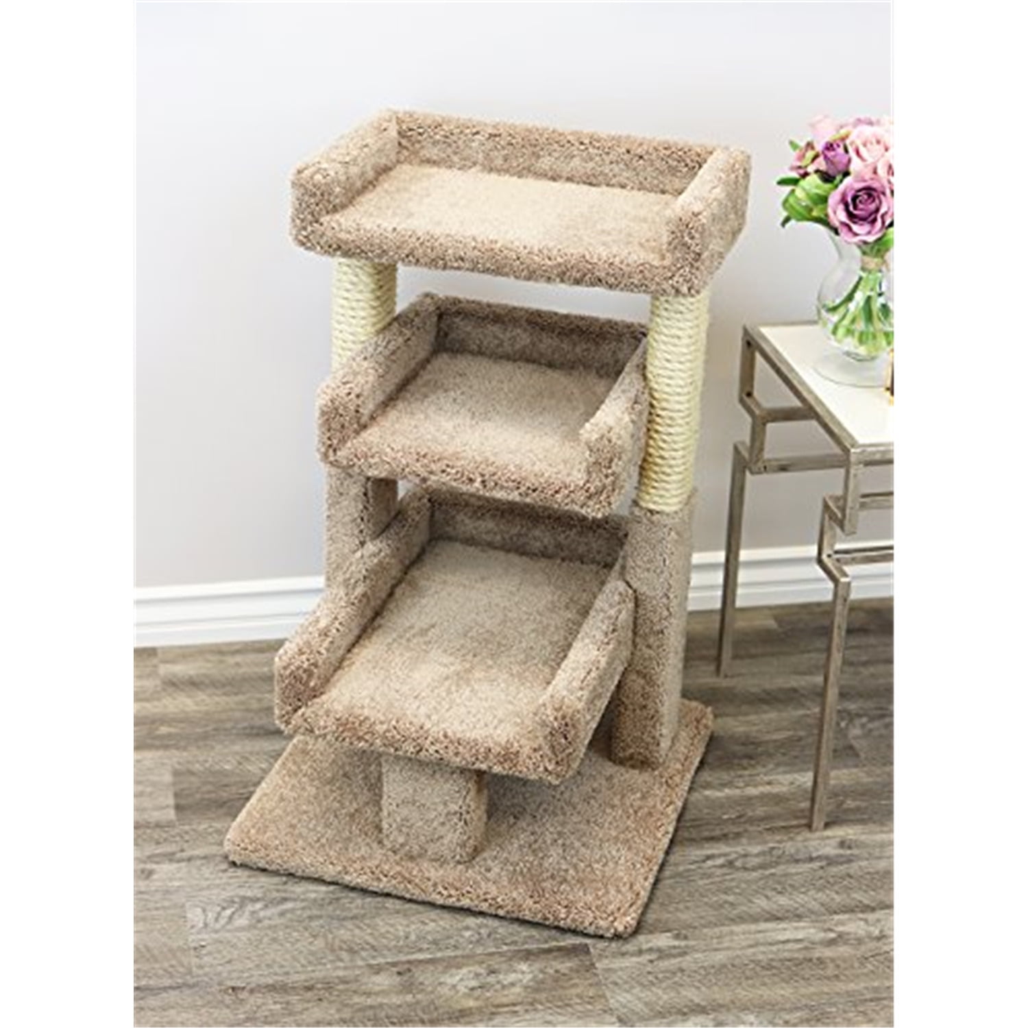 New Cat Condos Prestige Cat Trees Solid Wood Triple Cat Perch-Color ...