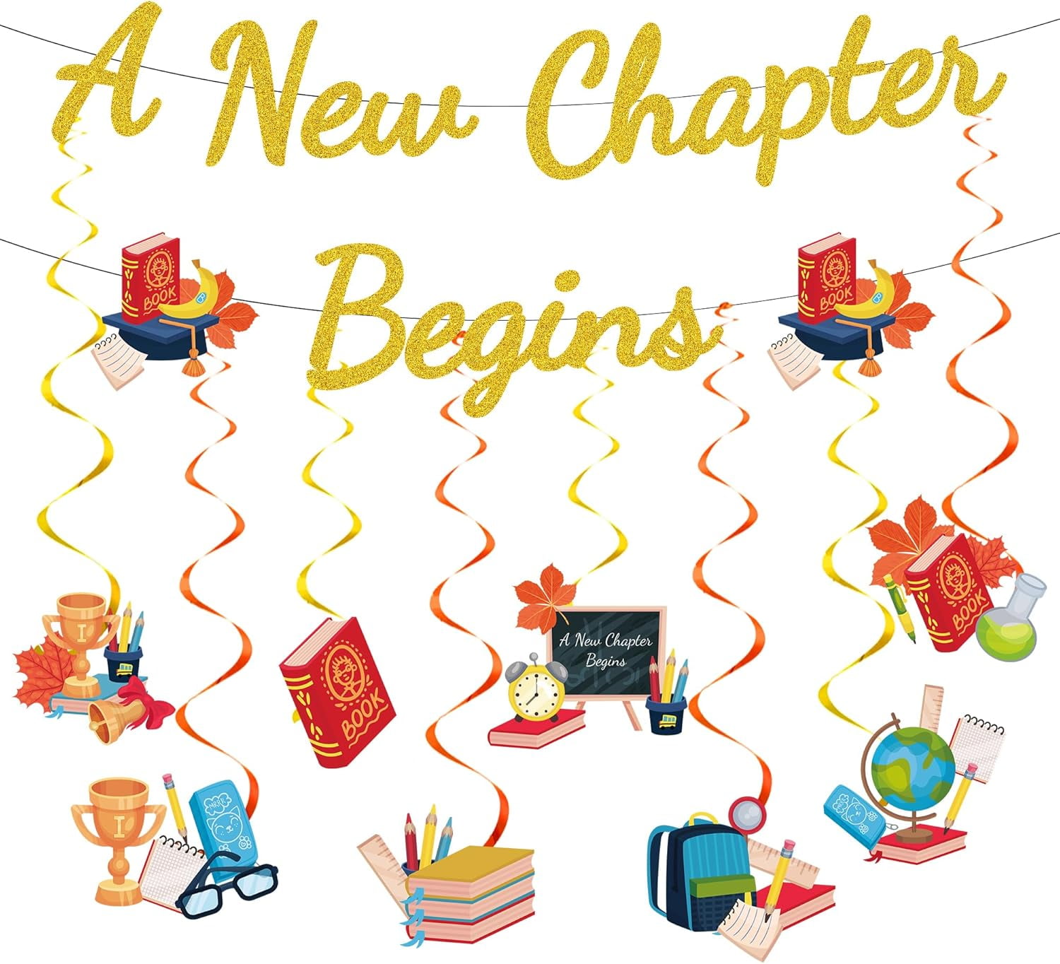 A New Chapter Begins Banner Decorations, Book Themed Baby Shower ...