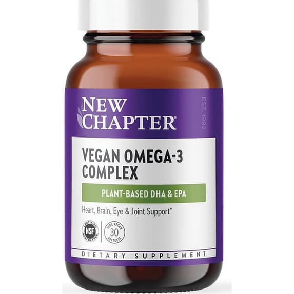 New Chapter Vegan Omega-3 Complex Plant Based DHA and EPA - 30 Softgels ...