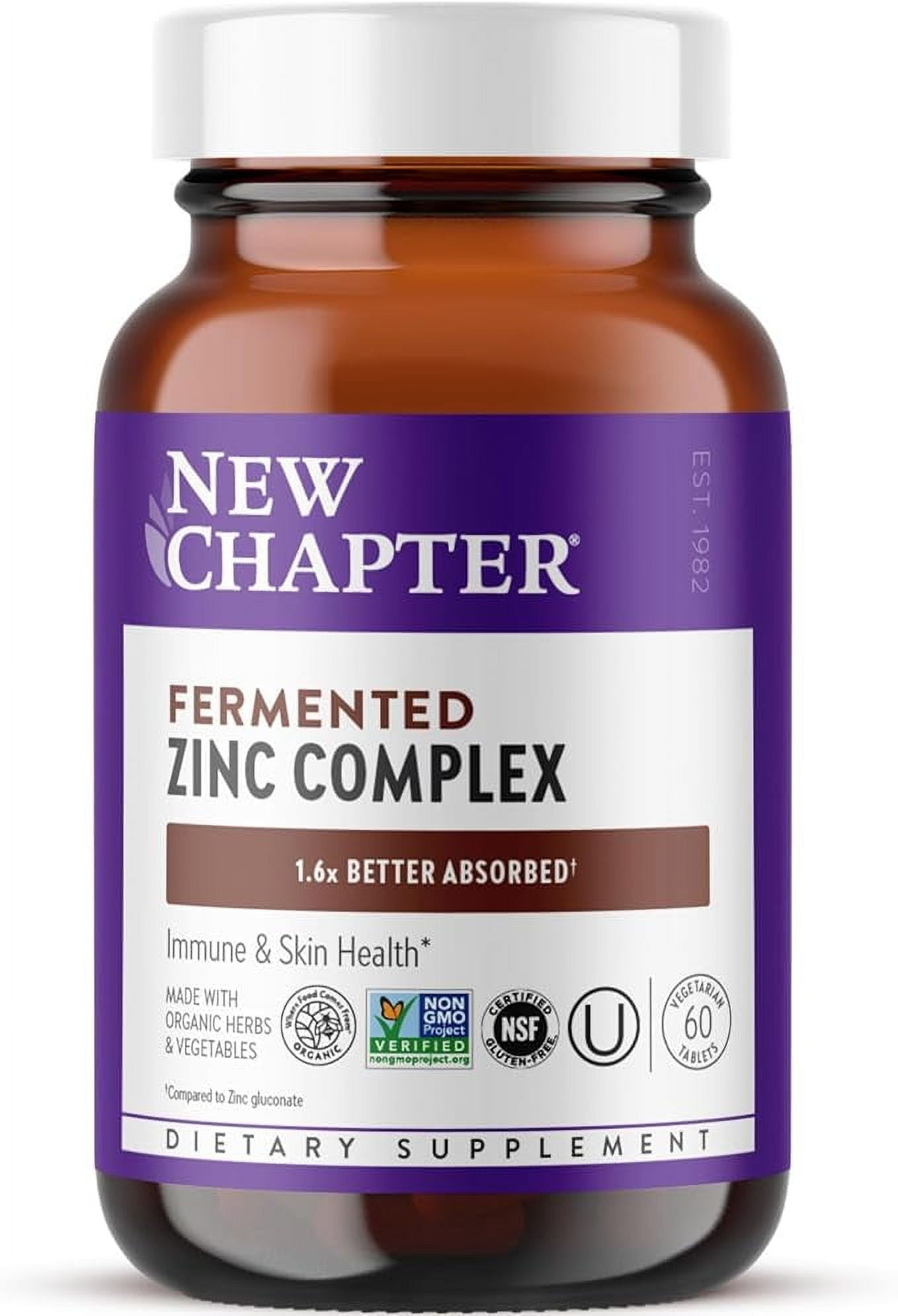 New Chapter Zinc Supplement, Fermented Zinc Complex, ONE Daily for ...