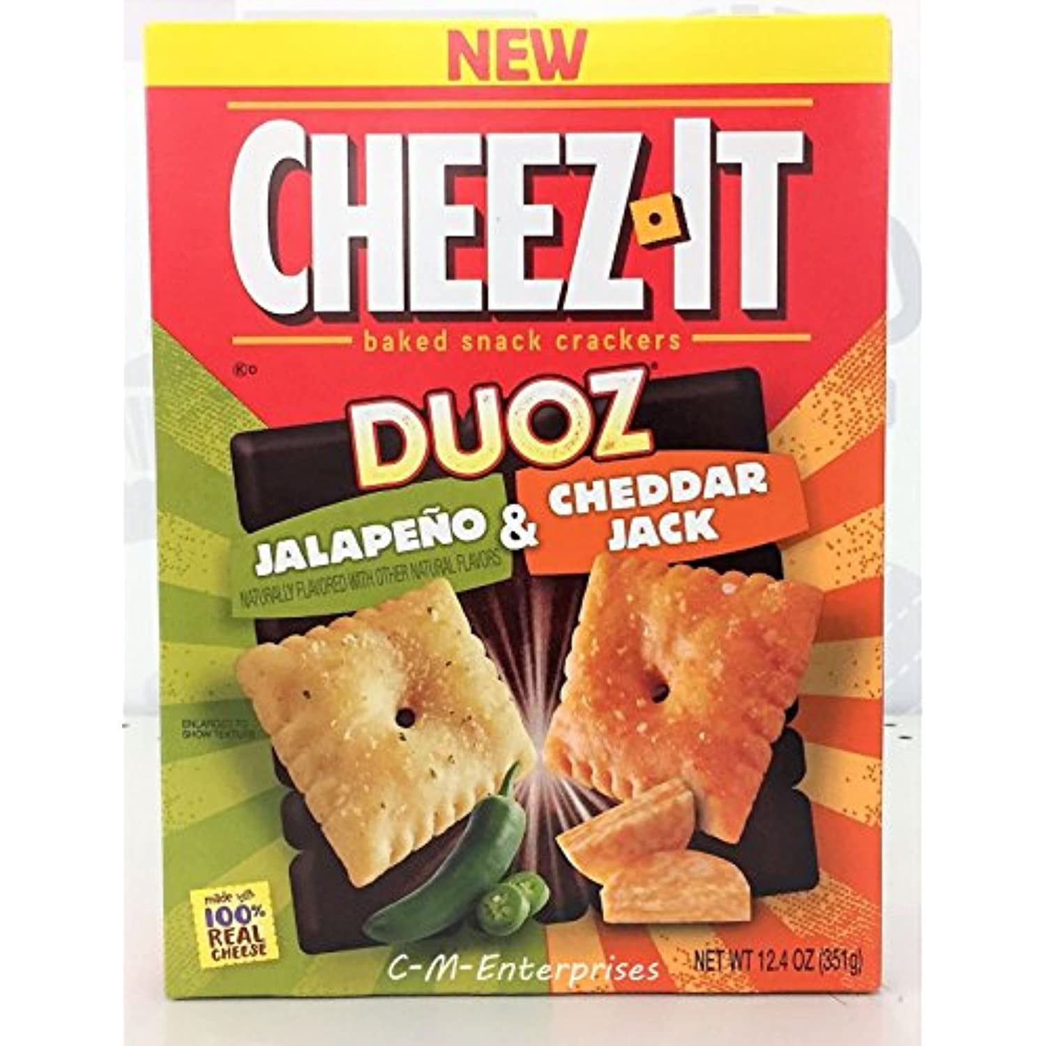Kelloggs Cheez-It Duoz Jalapeno & Cheddar Jack Crackers, Baked Snack ...