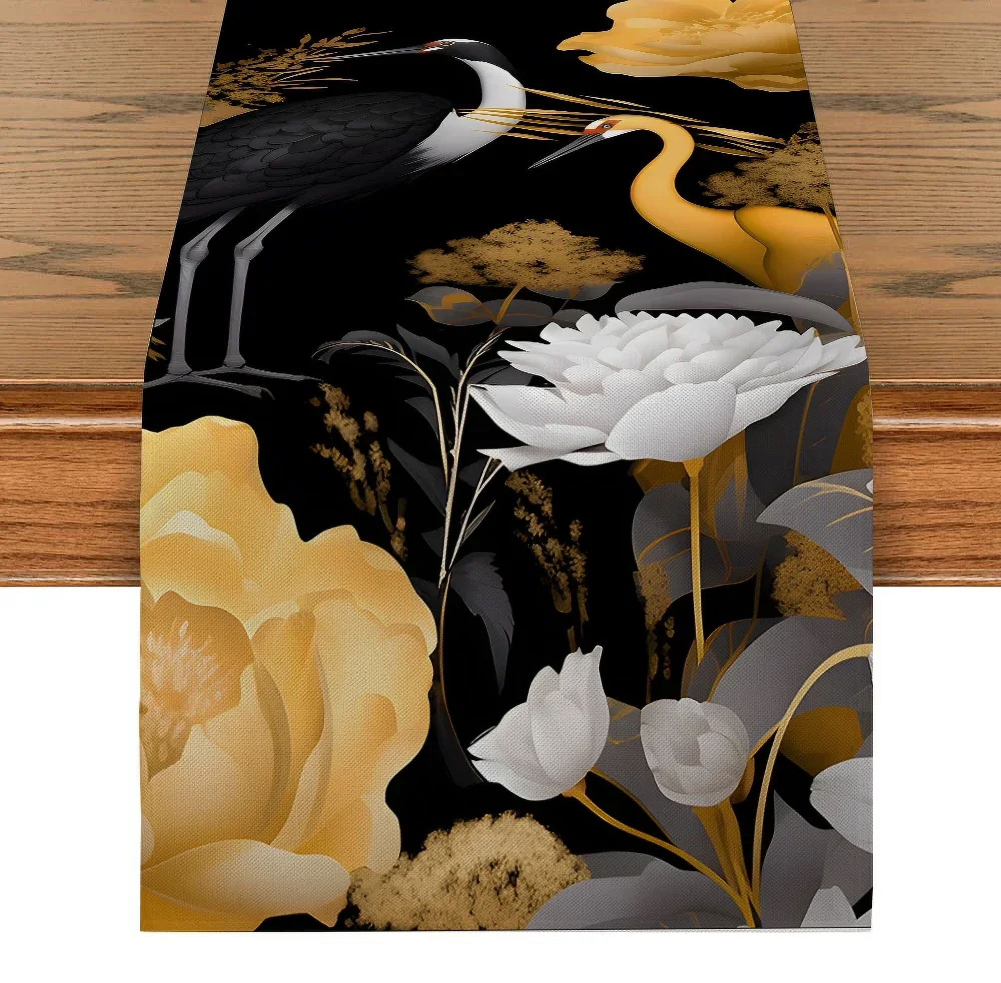 New Chinese Style Feihe Lotus Black Gold Rectangular Porch Dresser Dining Table ration Table ...