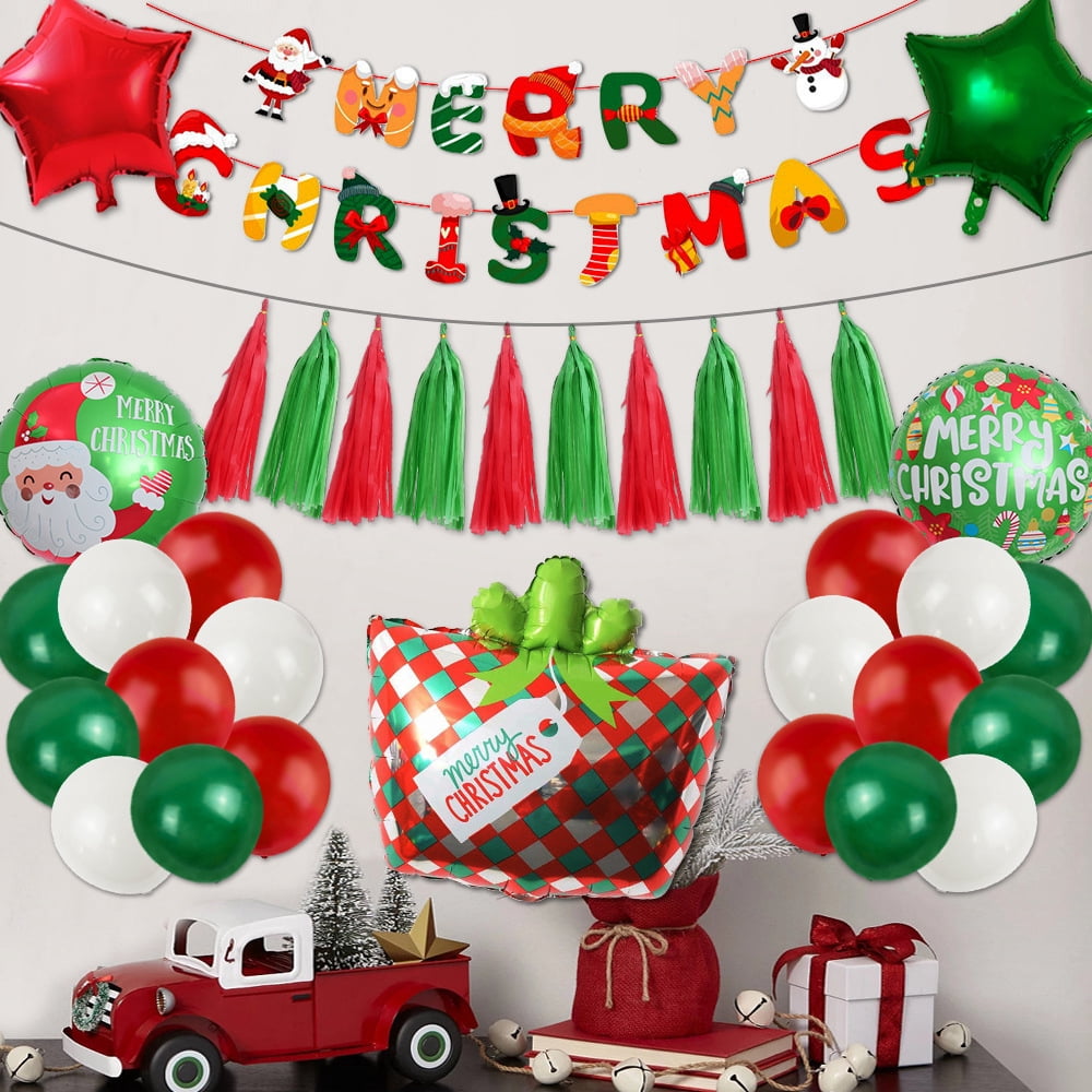New Christmas Birthday Party dinnerware Disposable Banner Cake Topper ...