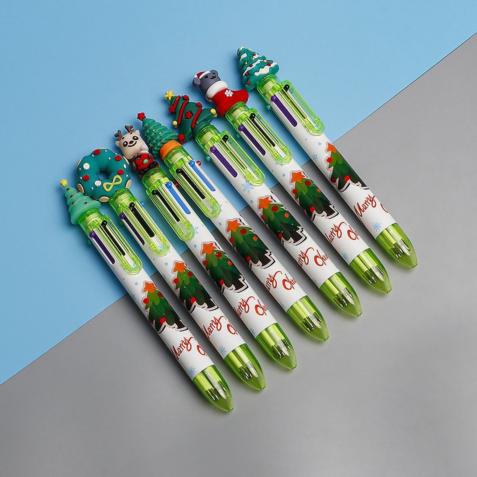 New Christmas Tree Santa 6 Colors Cartoon Press Plastic Cute Ballpoint ...