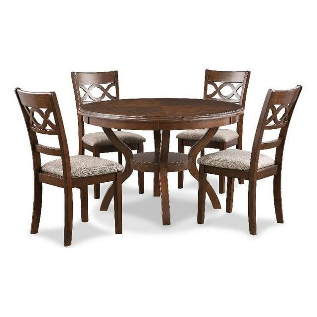 New Classic Cori 5-Piece Round Wood Dining Table Set with 4 Chairs in ...