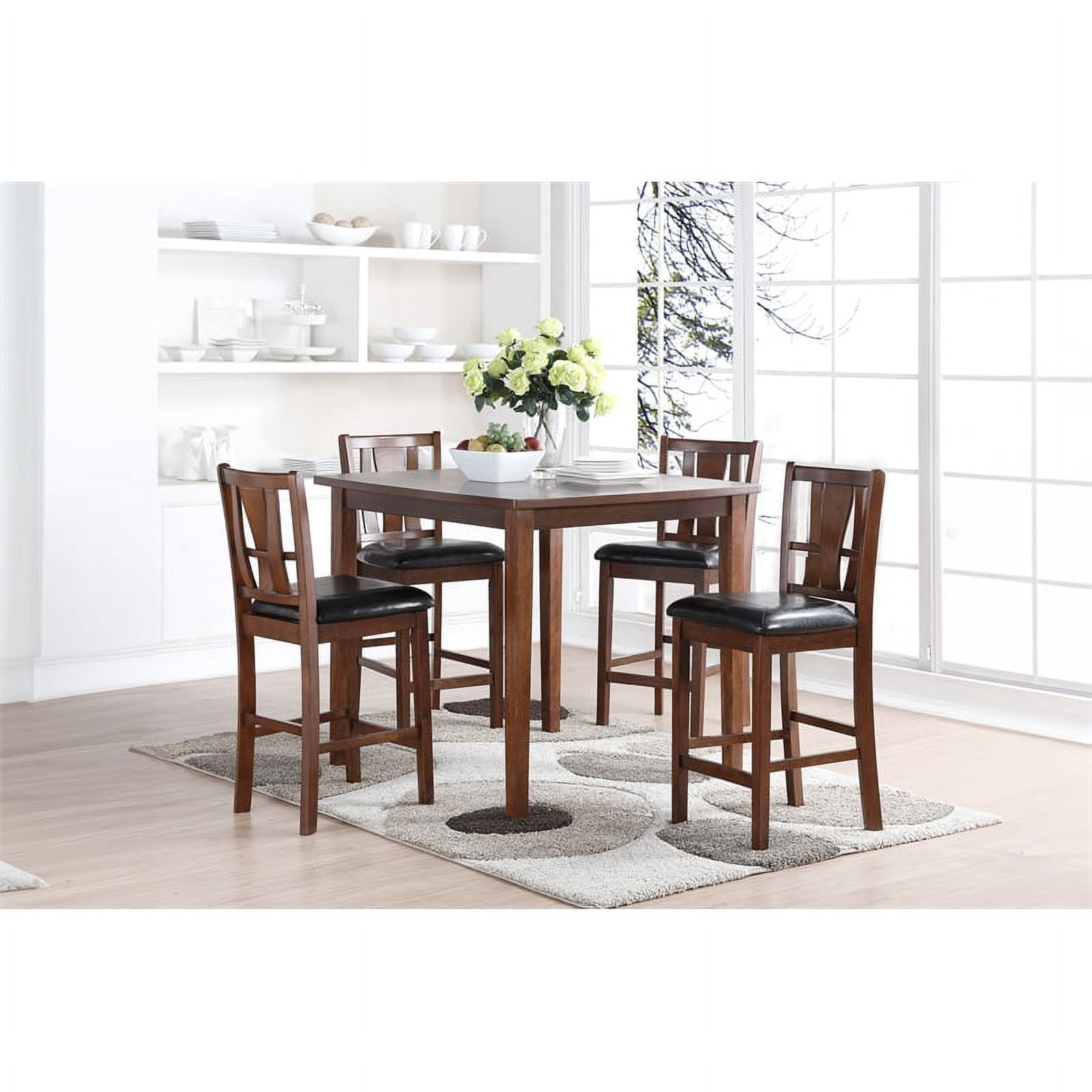 New Classic Dixon 5PC Dixon Wood Counter Table Set with Lazy Susan in ...