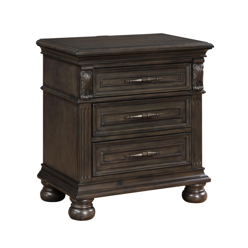 New Classic Furniture Balboa Solid Wood 3-Drawer Bedroom Nightstand in ...