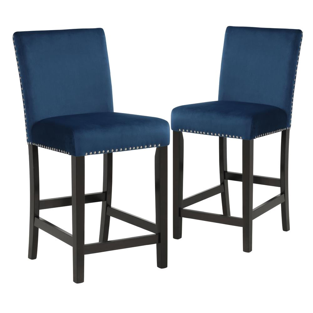 New Classic Furniture Celeste 39.5" Wood Counter Chair in Blue (Set of ...