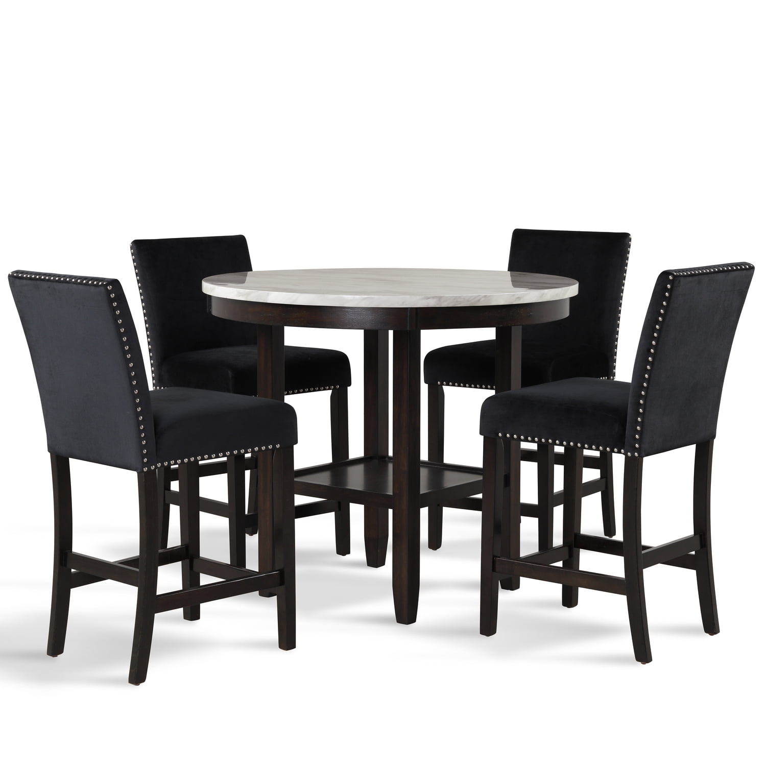 New Classic Furniture Celeste 5-Piece Round Counter Dining Set, 1 ...