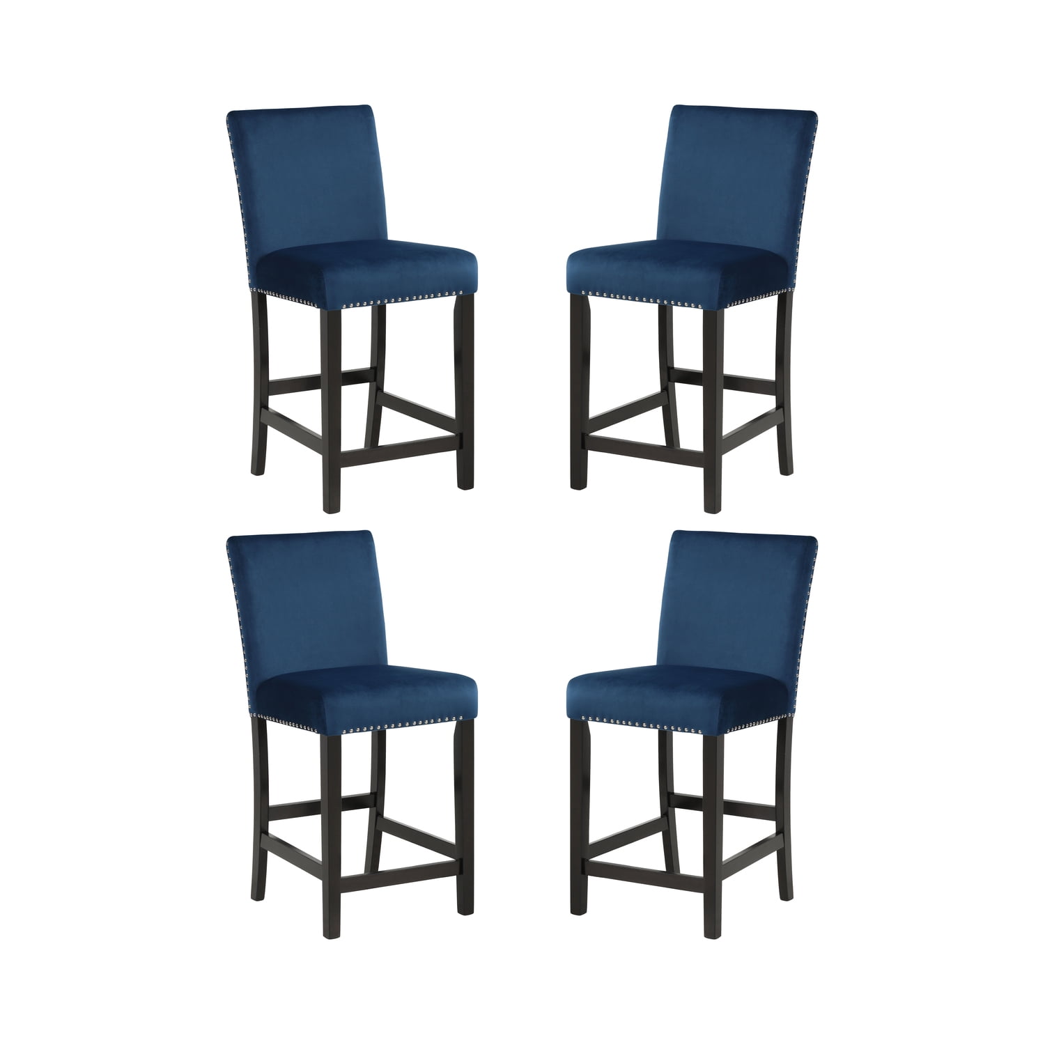 New Classic Furniture Celeste Solid Wood Counter Chairs in Blue (Set of ...