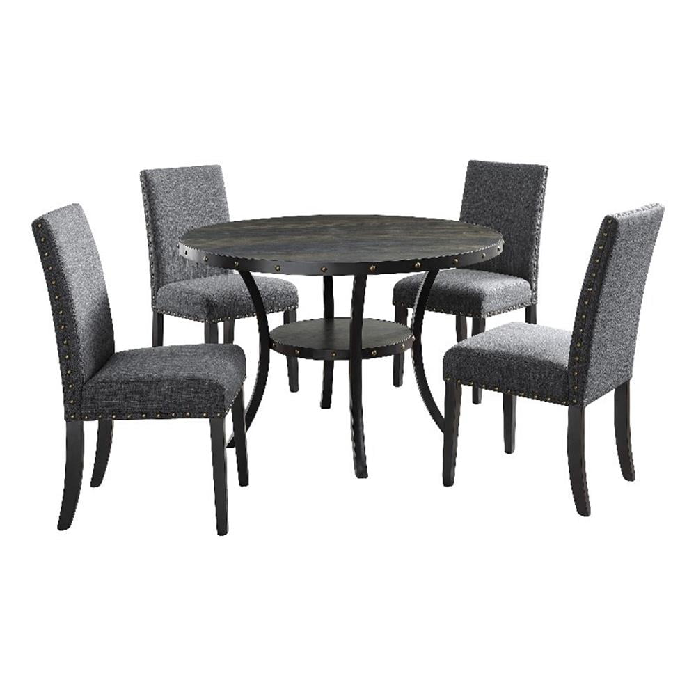New Classic Furniture Crispin Wood Round Dining Table & 4 Chairs - Gray ...