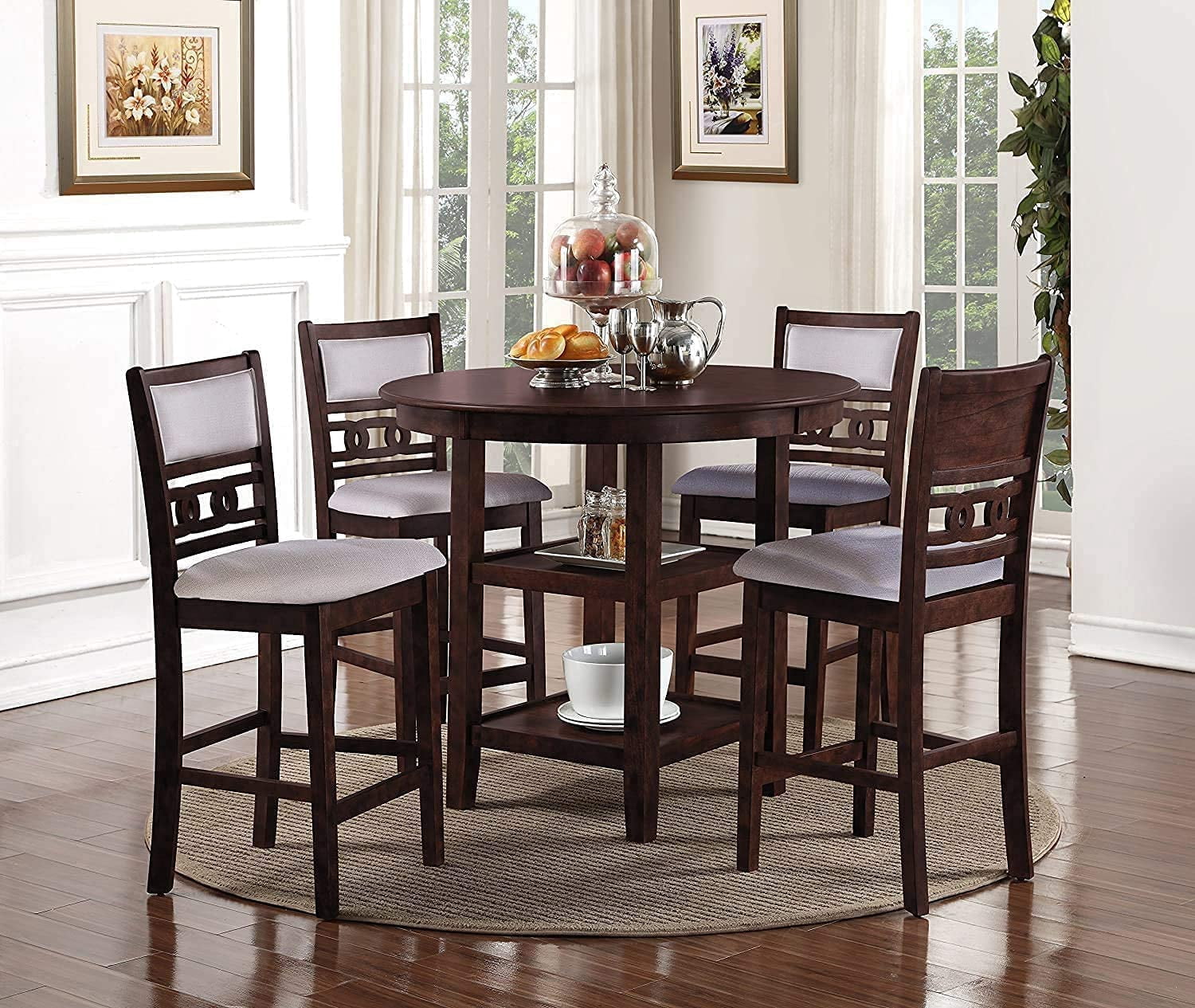 New Classic Furniture Gia 5-Piece Round Dining Set with 1 Dining Table ...