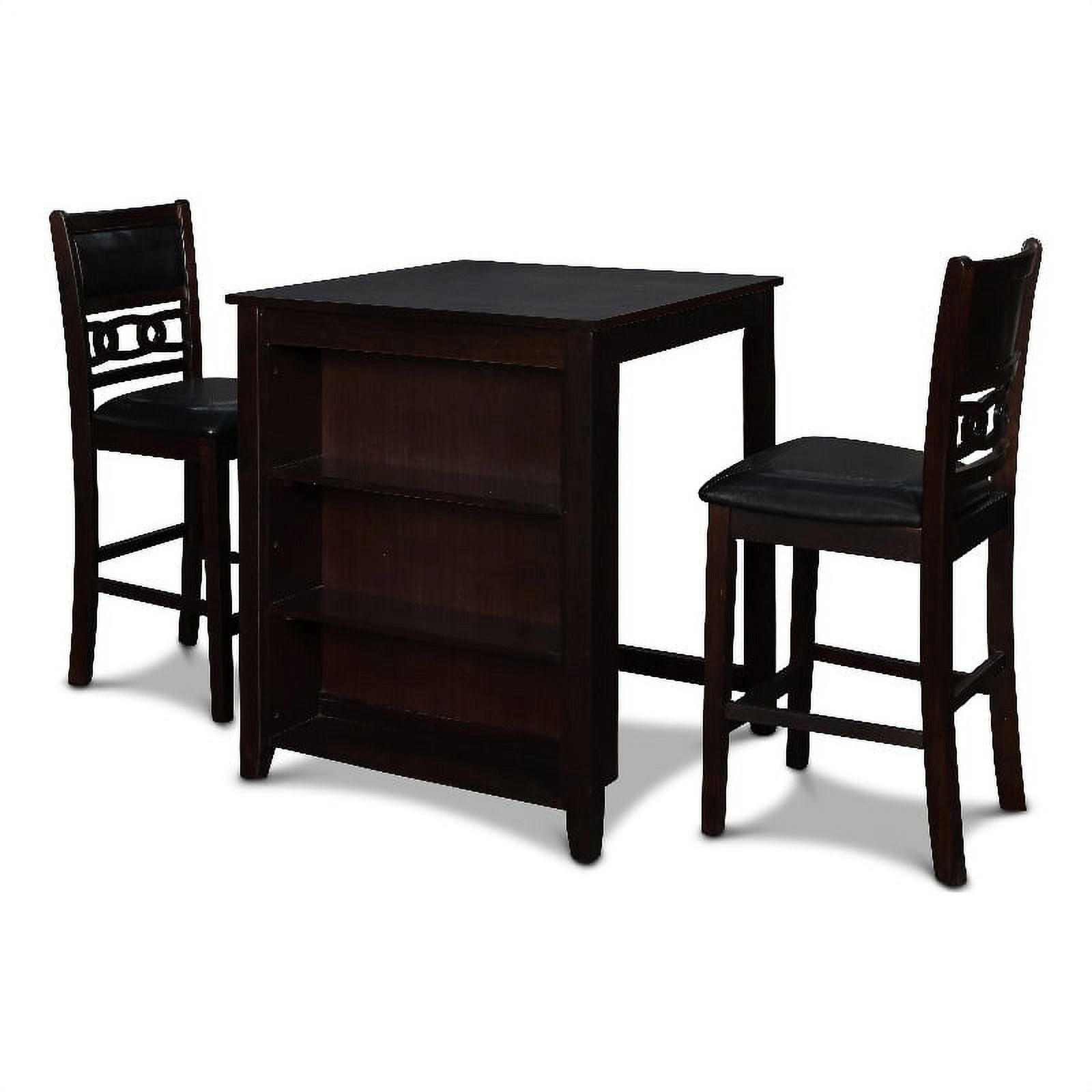 New Classic Furniture Gia Solid Wood Counter Table W/2 Chairs in Ebony ...