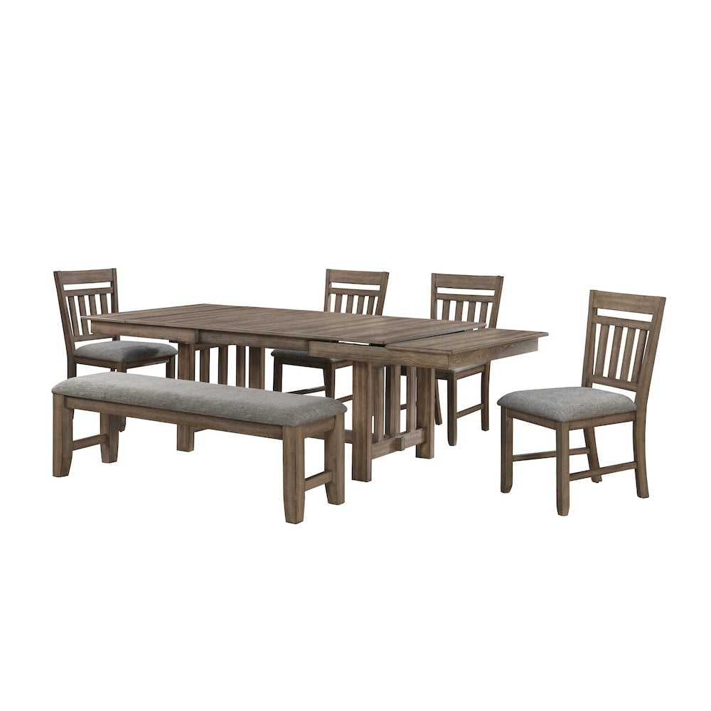 New Classic Furniture Harrisburg 6-Piece Wood Dining Set in Walnut ...