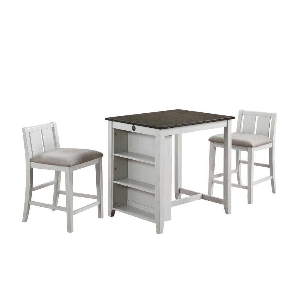 New Classic Furniture Heston 3PC Wood Storage Counter Set w/ 2 Chairs ...