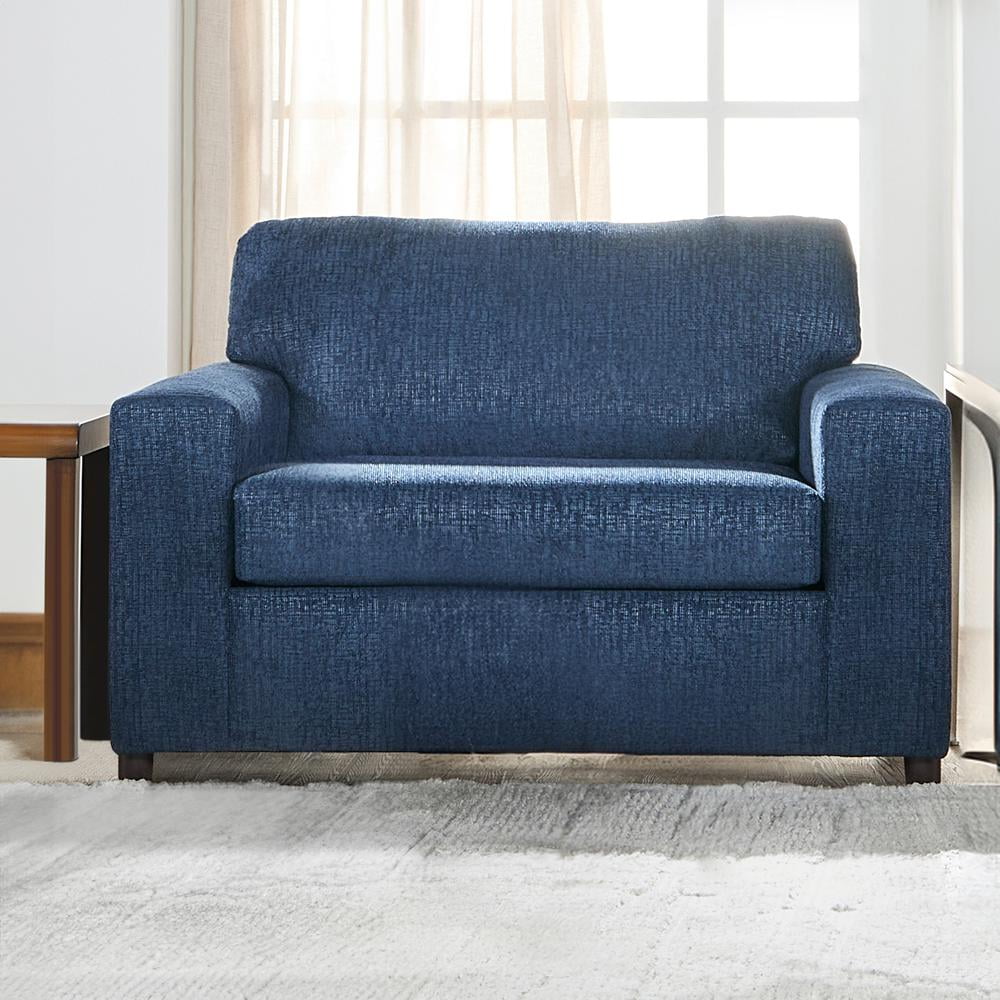 New Classic Furniture Kylo Polyester Fabric Cuddle Chair in Blue ...