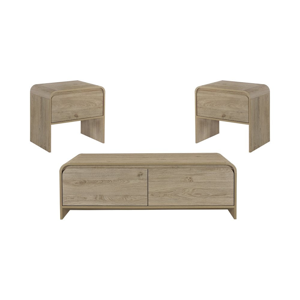 New Classic Furniture Mara 3-Piece Wood Cocktail Table & 2 End Tables ...