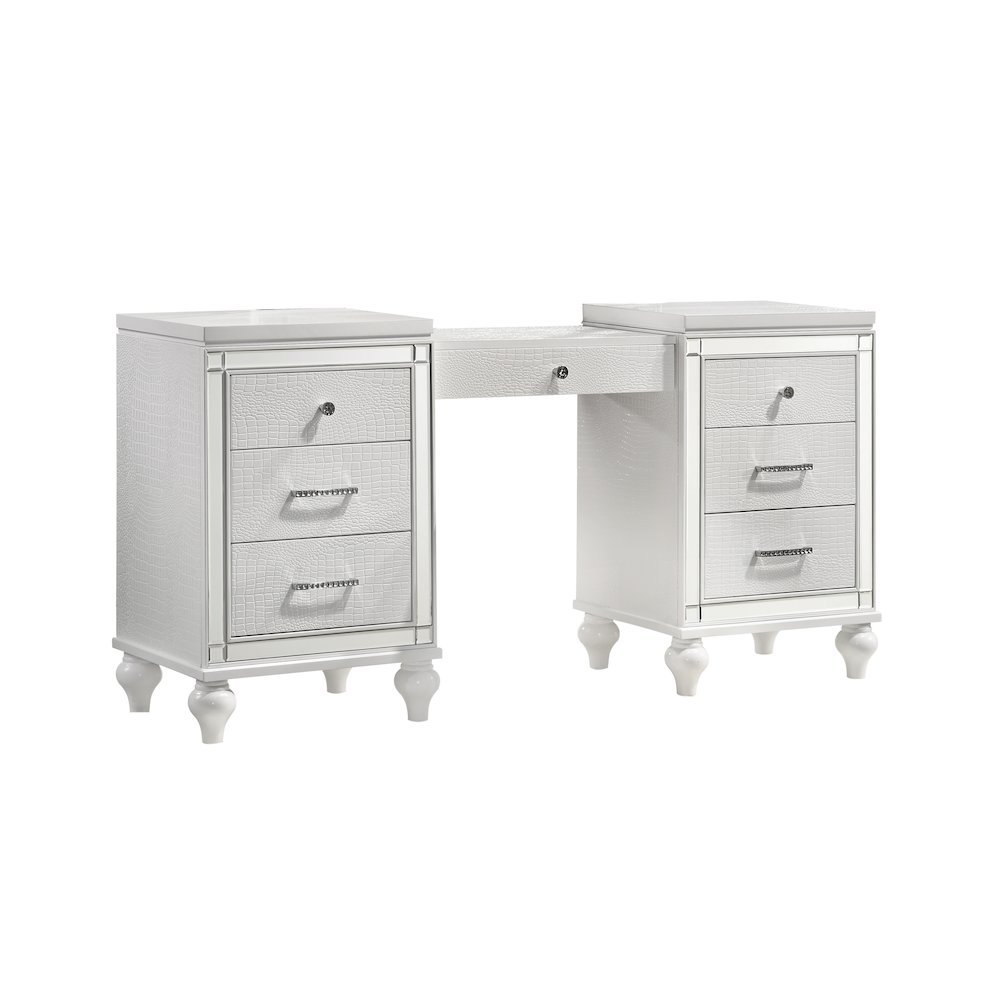 New Classic Furniture Valentine Solid Wood 7-Drawers Vanity in White ...