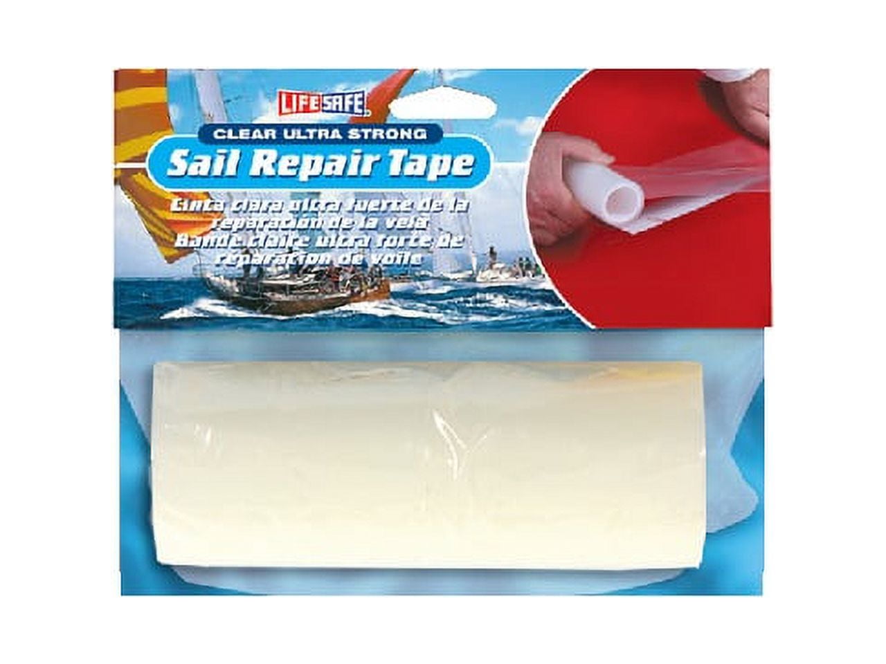 LIFESAFE TECHNOLOGIES Ultra Strong Sail Patch Repair Tape, Clear, 6" x ...
