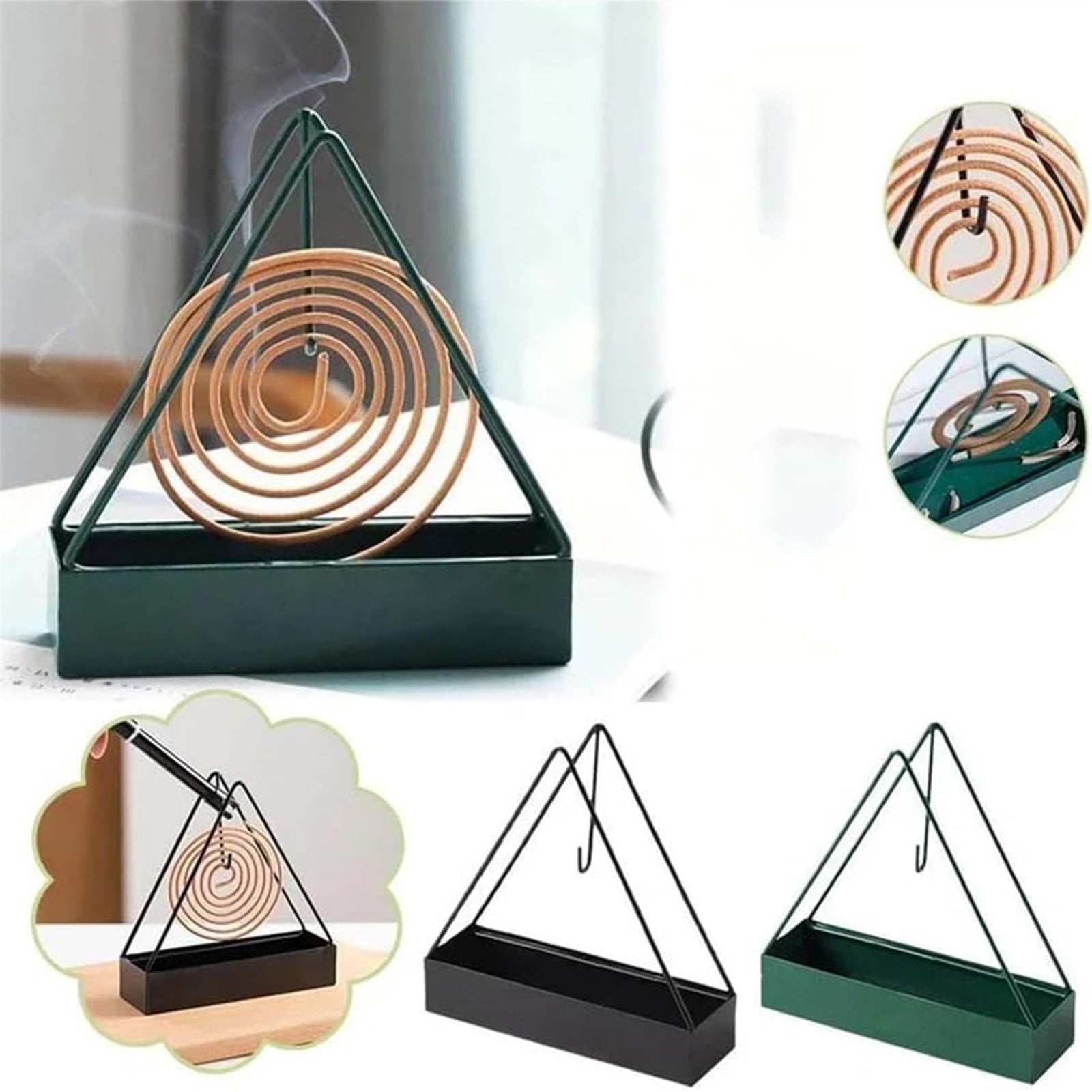 New Coil incense Burner Mosquito Coils Holder Full Metal Triangular ...