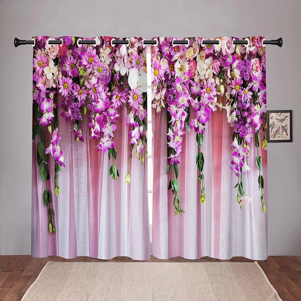 New Colorful Flawer Floral Girl Blackout Window Curtains for Kids ...