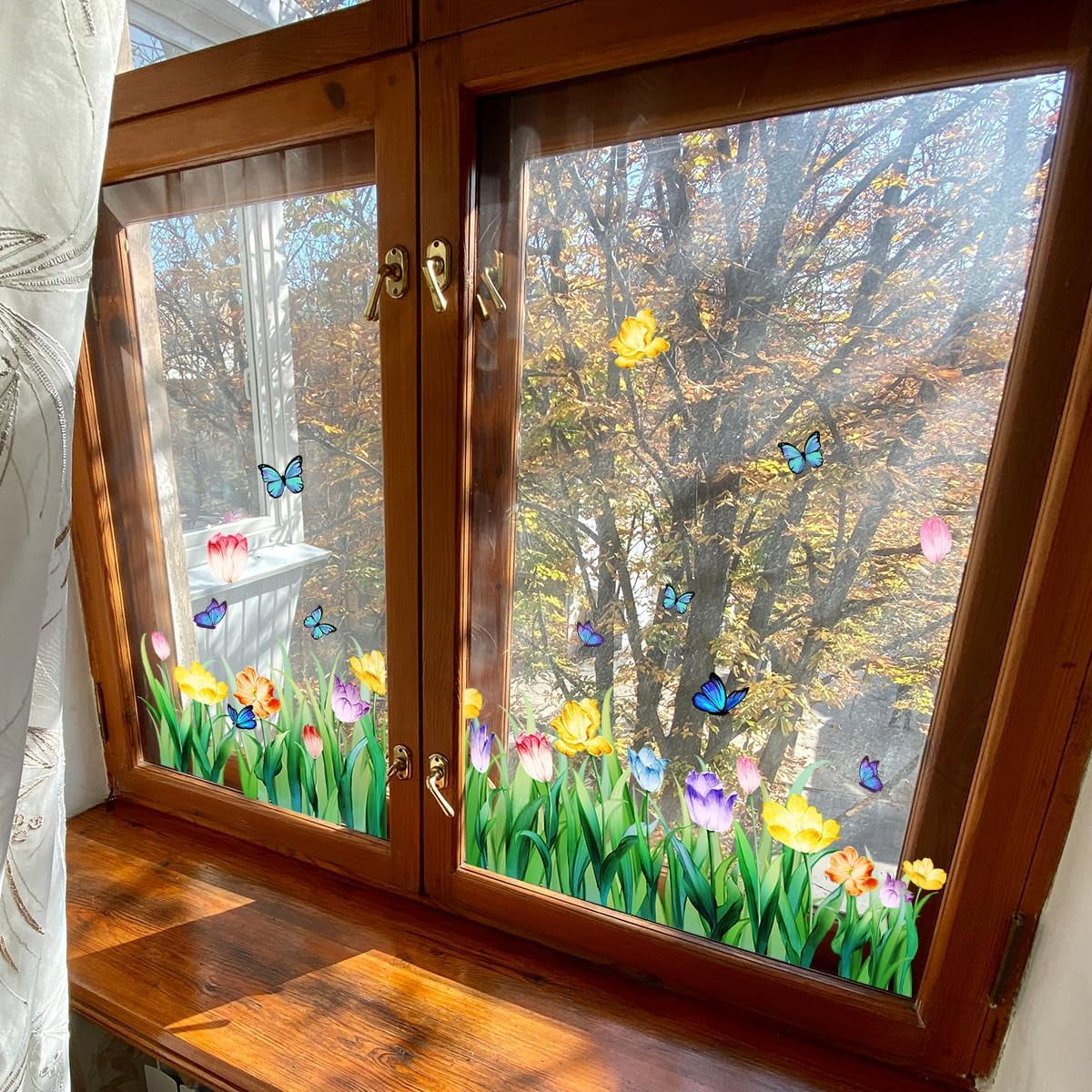 New Colorful Floral Bouquet Window Sticker, Flower Window Clings ...