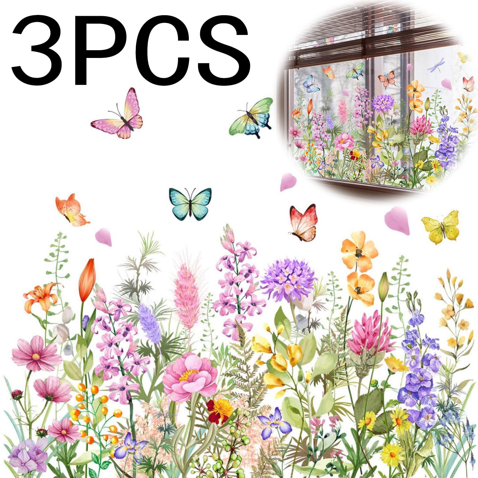 New Colorful Floral Bouquet Window Sticker,Window Wall Decal,Wildflower ...