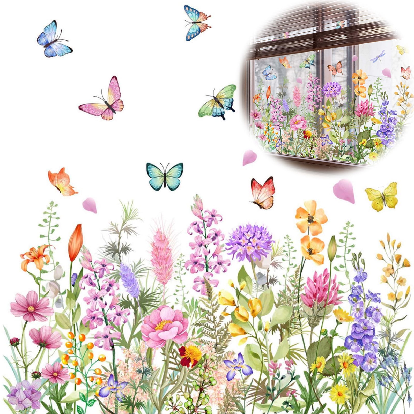 New Colorful Floral Bouquet Window Sticker,Window Wall Decal,Wildflower ...
