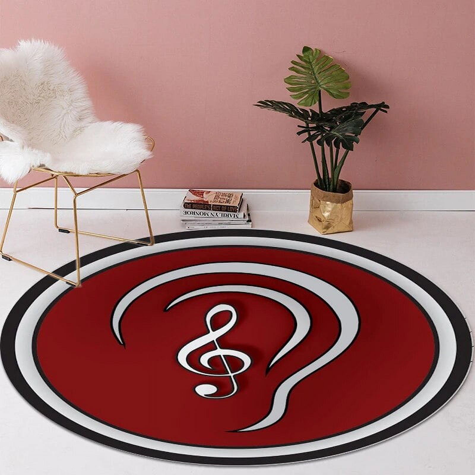 New Colorful Music Symbol Carpet Piano Keys Black White Round Rugs Non ...