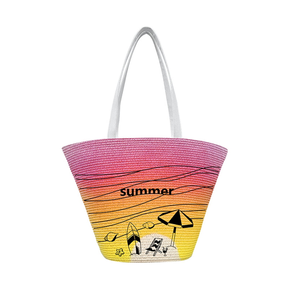 New Commuter Versatile Large Capacity Panama Butterfly Printed Straw ...
