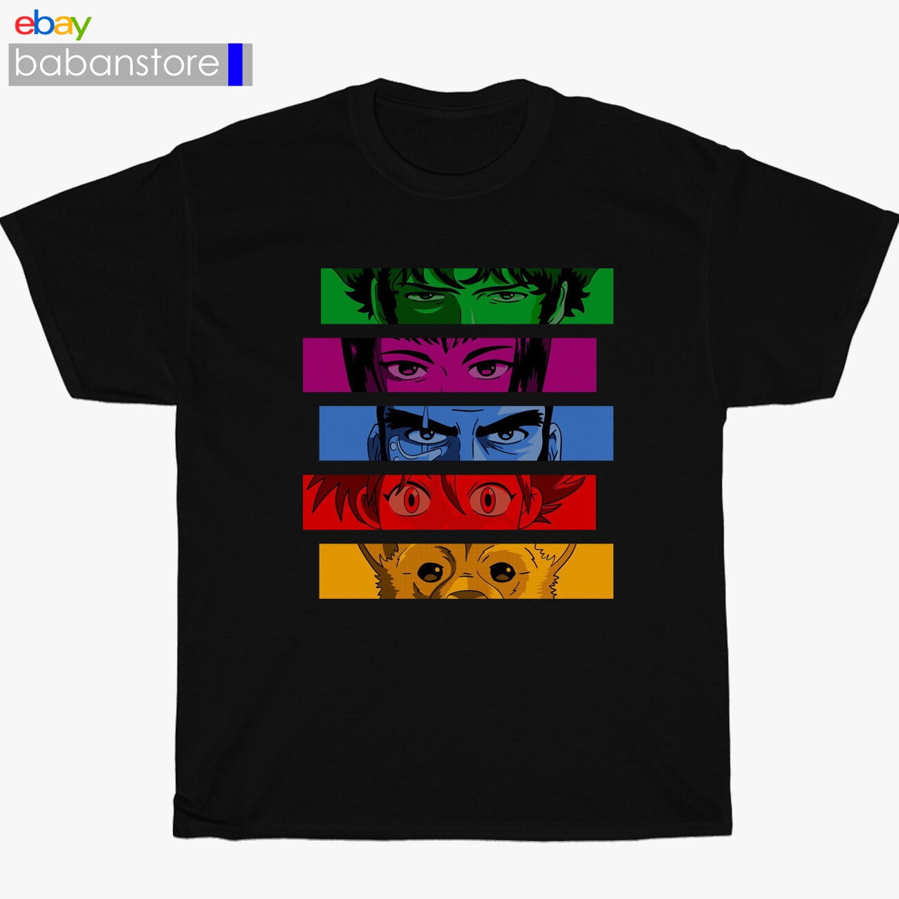 New Cowboy Bebop Cast Cartoon Logo Black/White/Grey/Navy T-Shirt Size S ...