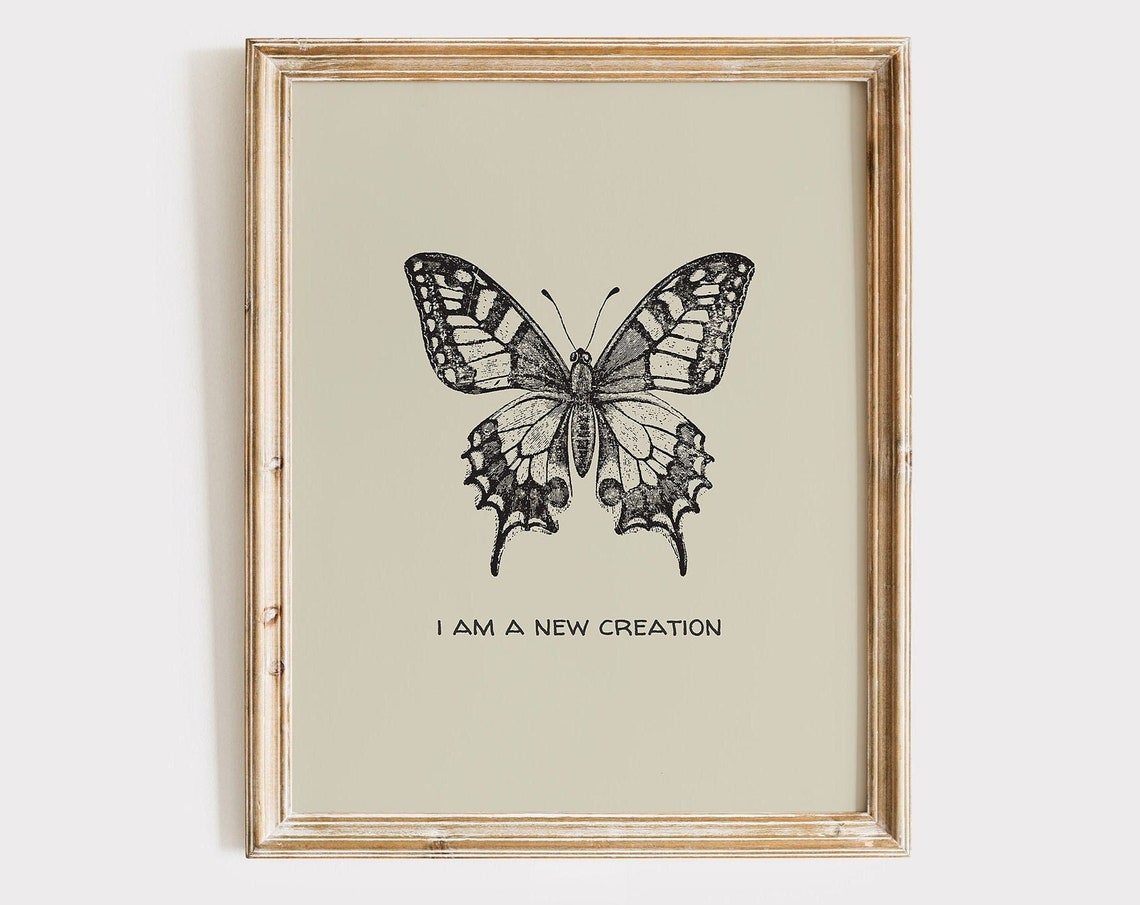 New Creation Butterfly Vintage Christian Wall Art Religious Poster ...