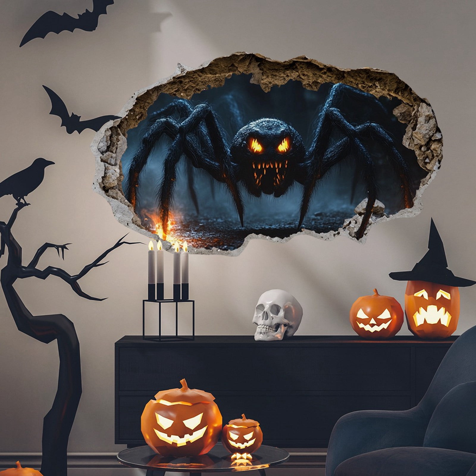 New Creative 3D Wall-breaking Giant Spider Wall Stickers For Decorating ...