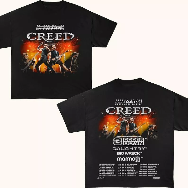 New!!! Creed Band 2025 Tour Summer of ’99 Tour Shirt 2 Sides - Walmart.com