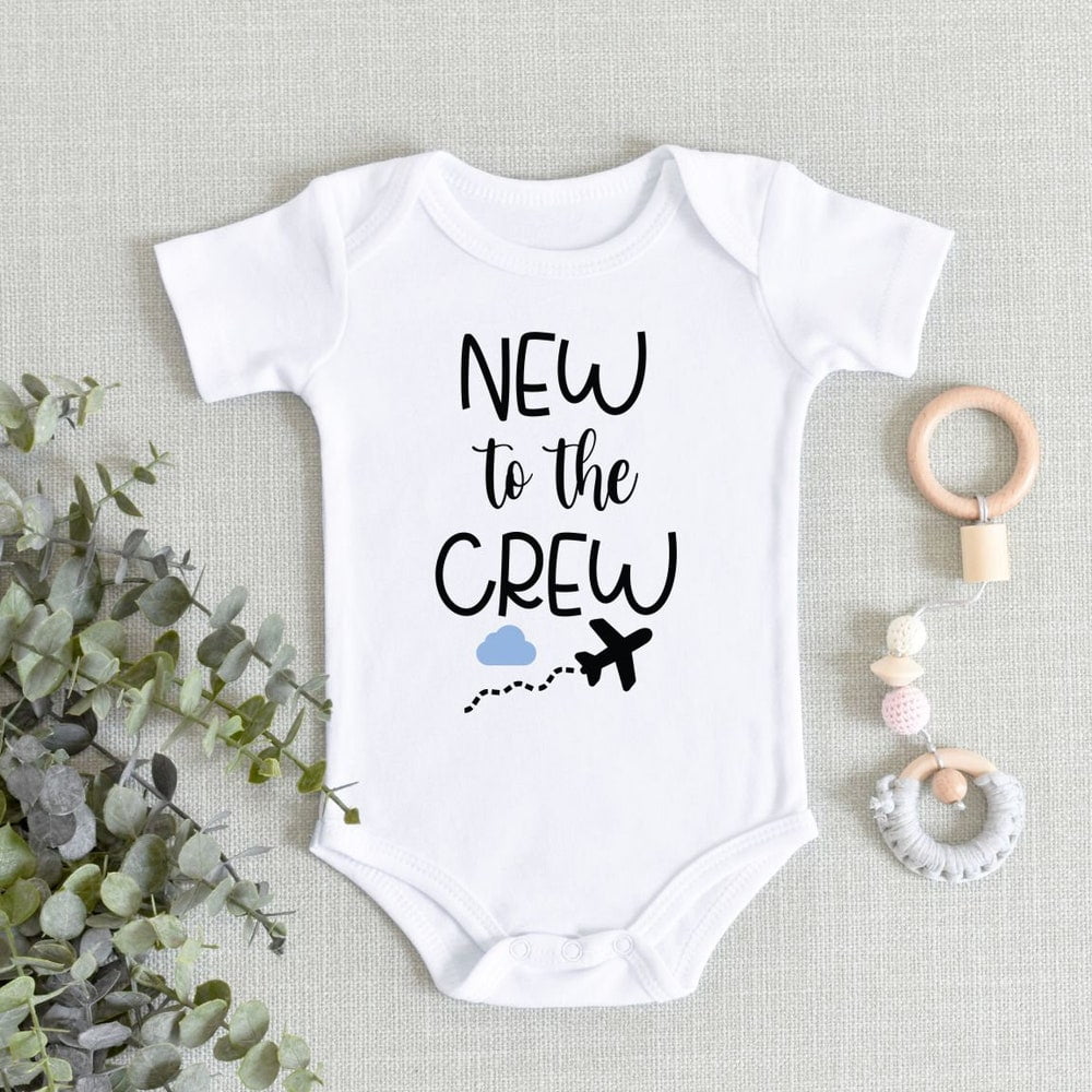 New To The Crew Baby Bodysuit, Airplane Flight Attendant, Pilot Baby Stewardess Baby, Baby ...