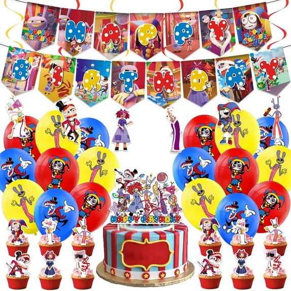New Cute Cartoon Digital Circus Theme Birthday Party Decoration ...