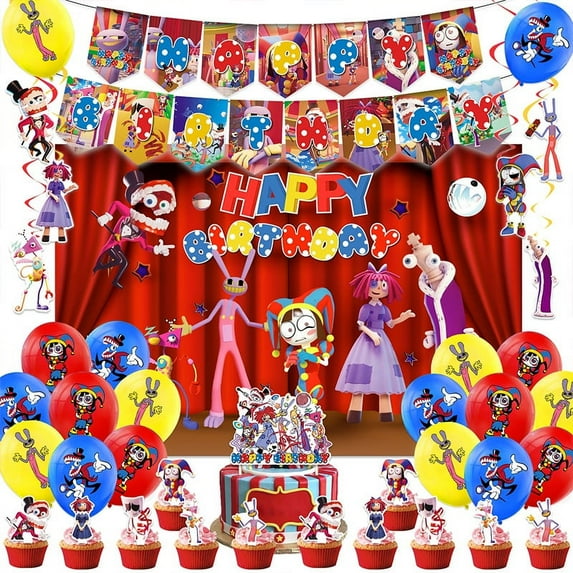 New Cute Cartoon Digital Circus Theme Birthday Party Decoration ...