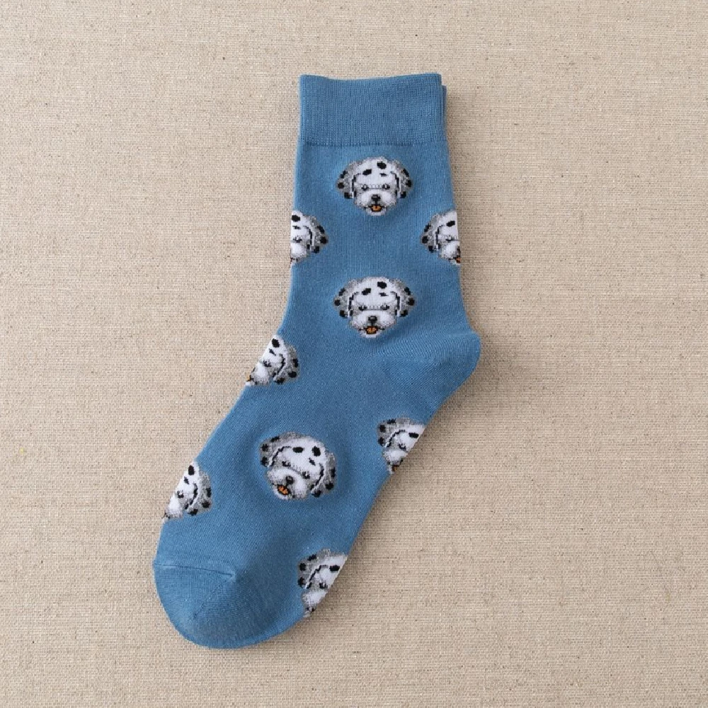 New Cute Cartoon Dog Middle Tube Socks Japanese Ins Creative Female ...