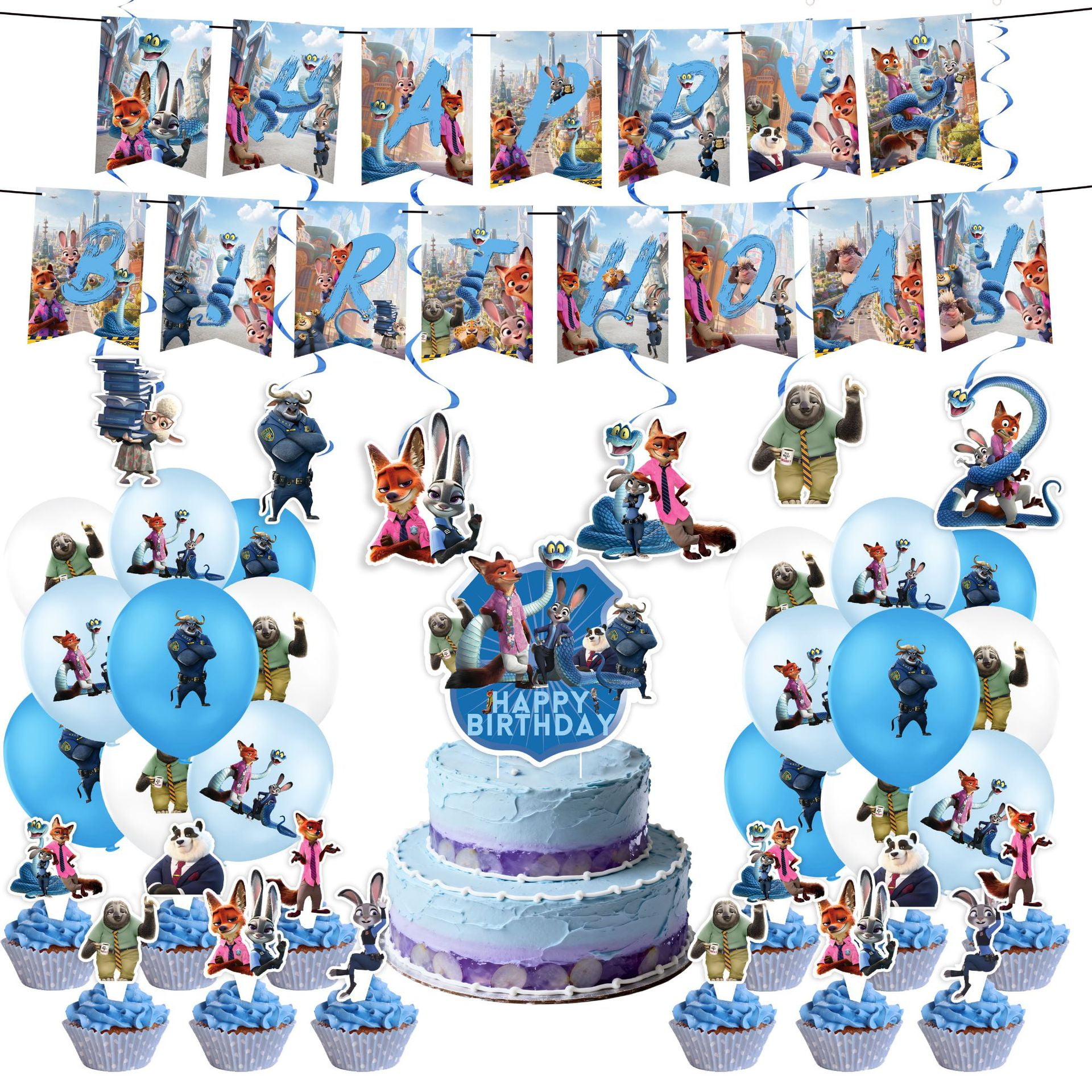 New Cute Cartoon Movie Zootopia 2 Theme Birthday Party Decorations ...