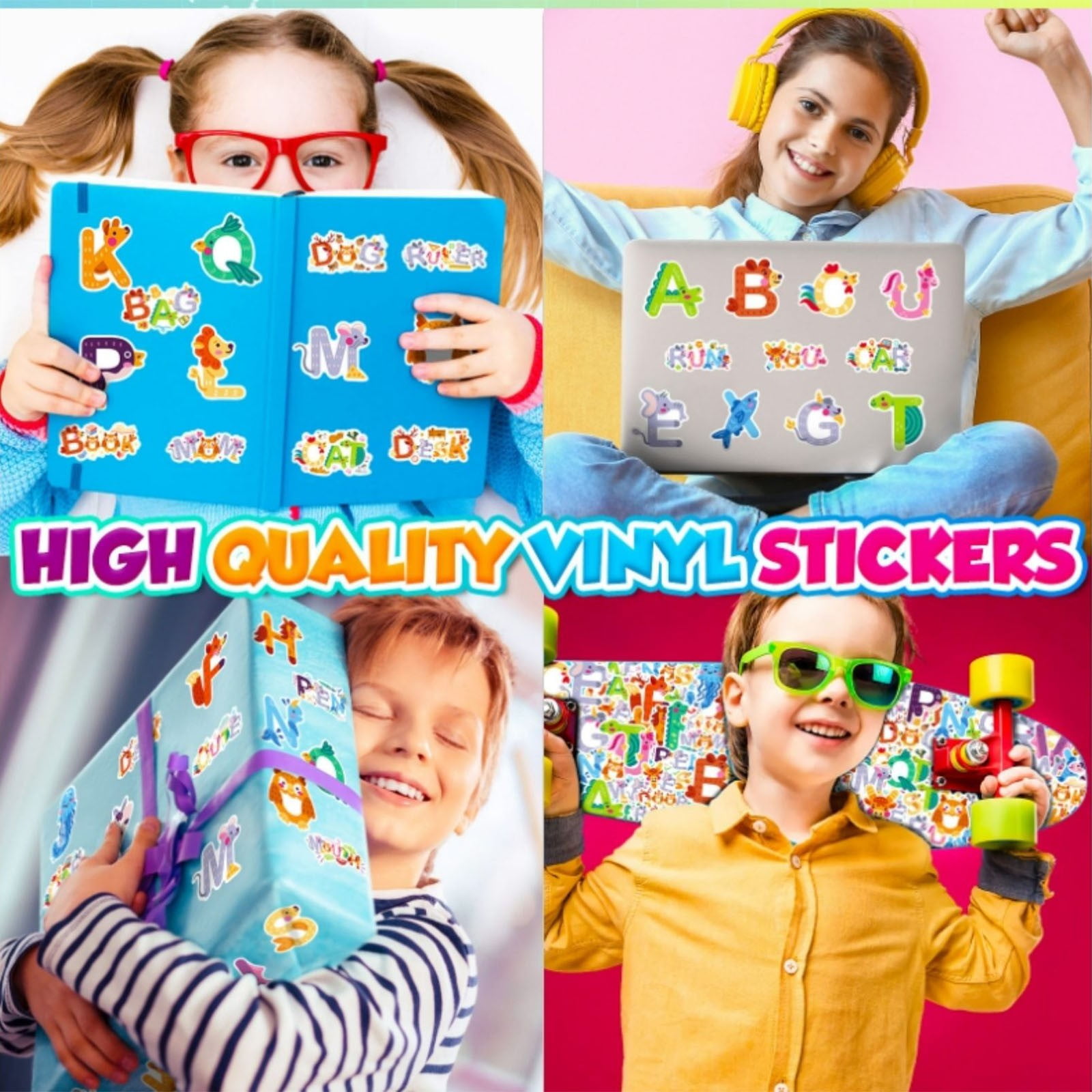 New Cute English Alphabet Enlightenment Doodle Stickers With Numbers ...